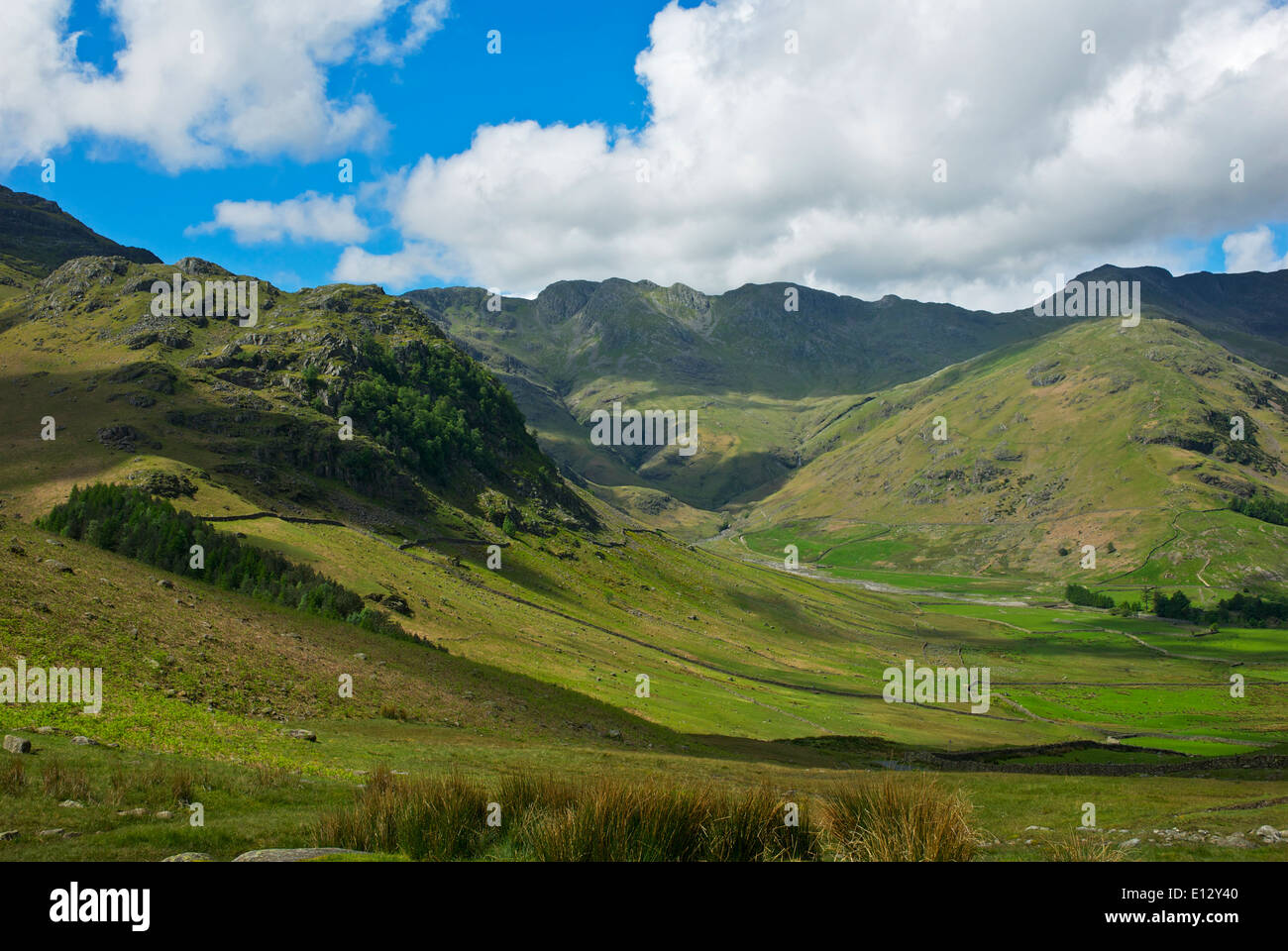 Oxendale, The Band, Crinkle Crags and Bowfell, Langdale valley, Lake ...