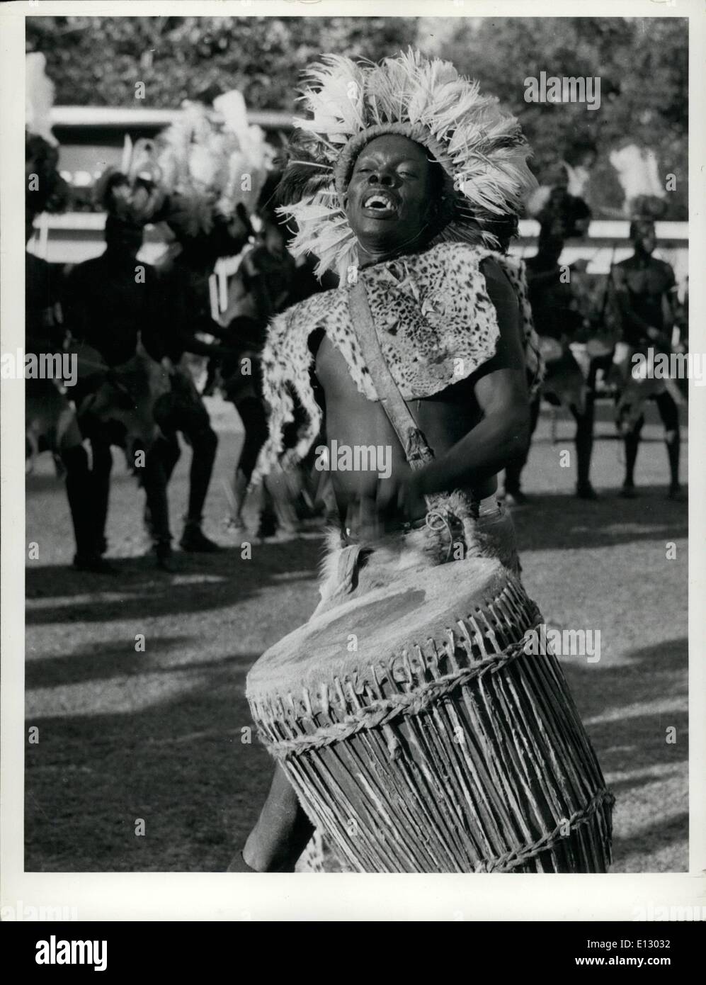 Feb. 25, 2012 - Independence Celebration: Uganda Tribesman beating drum ...