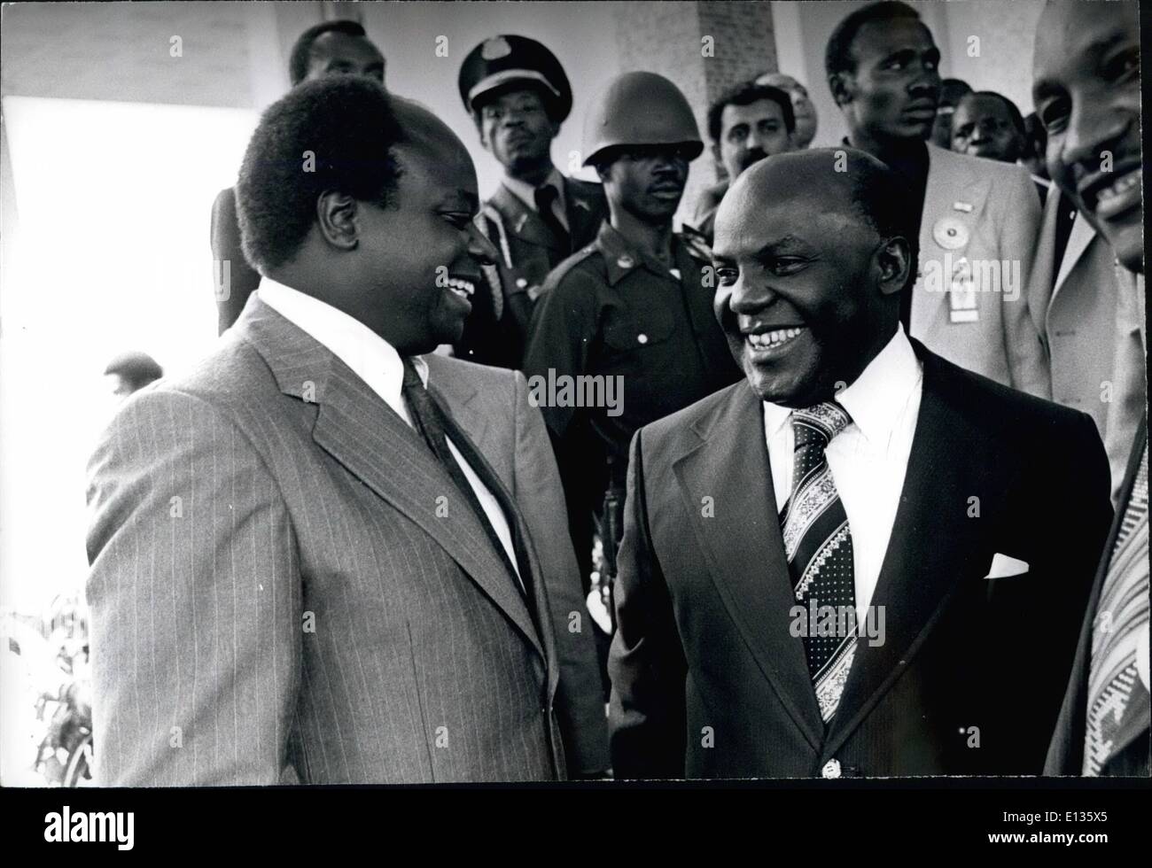 Feb. 28, 2012 - Godfrey Binaisa, President of Uganda (right) with The ...