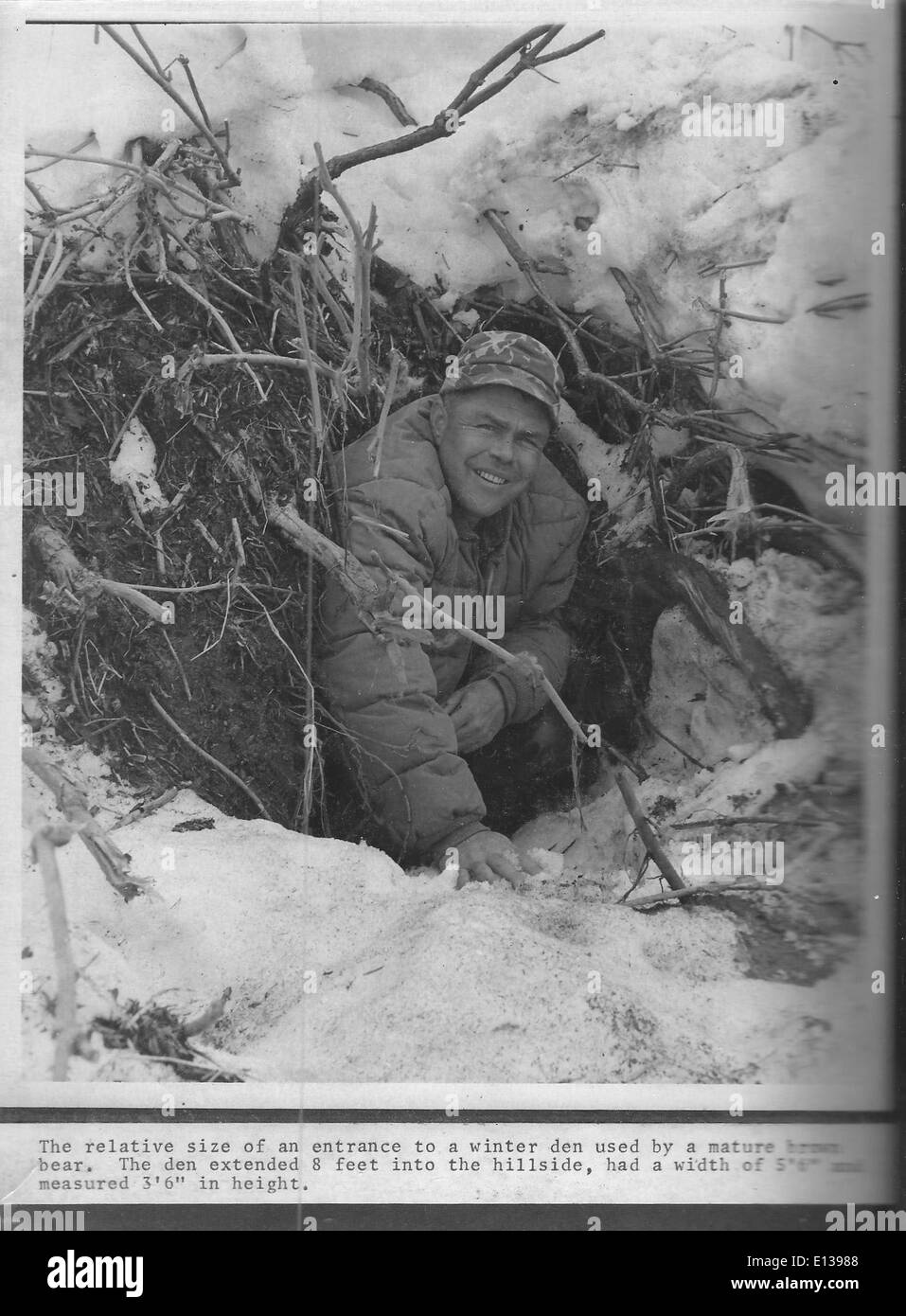 This vintage photograph from 1969 shows the winter den entrance at ...
