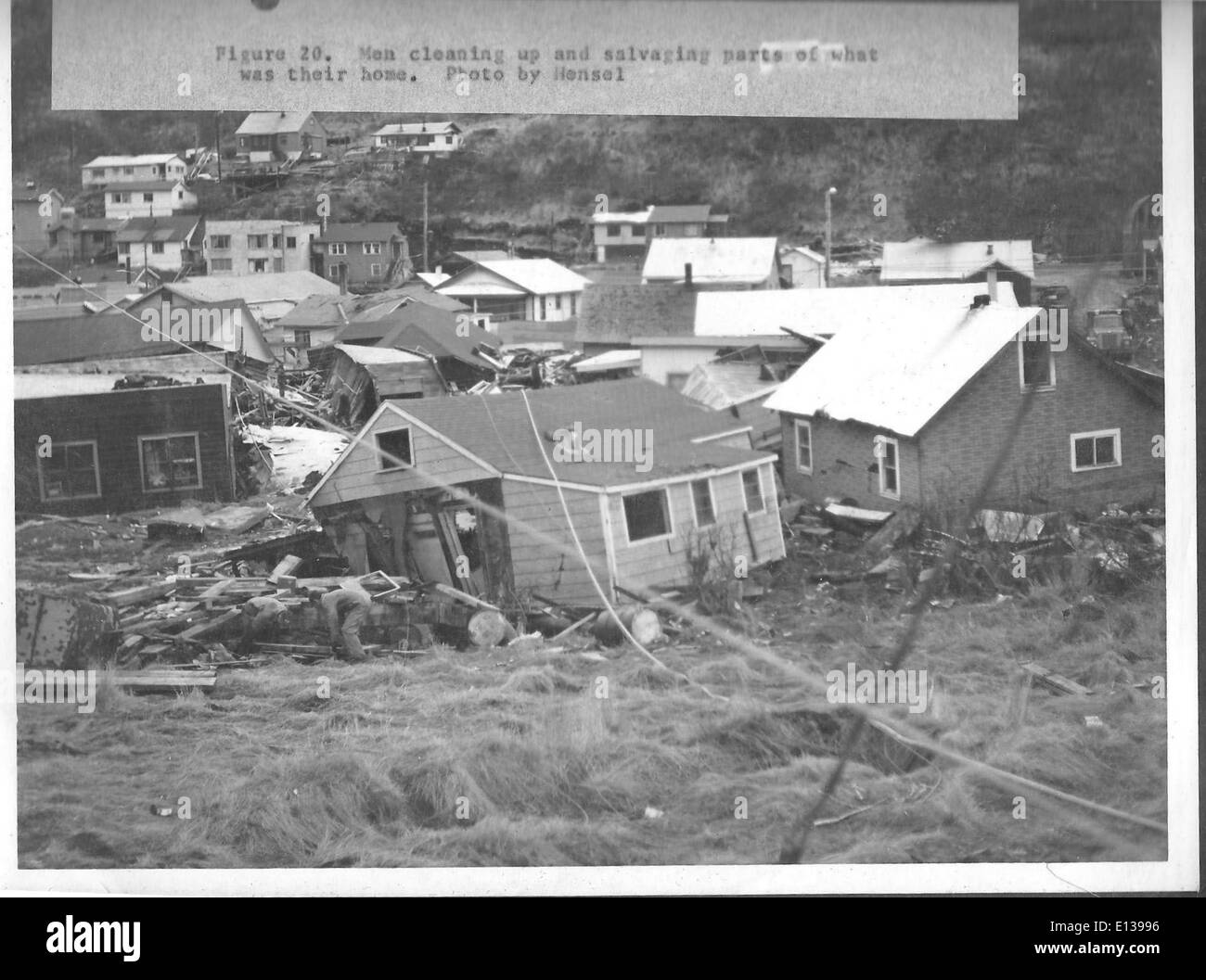 The aftermath of the 1964 tsunami in Kodiak, Alaska, is captured ...