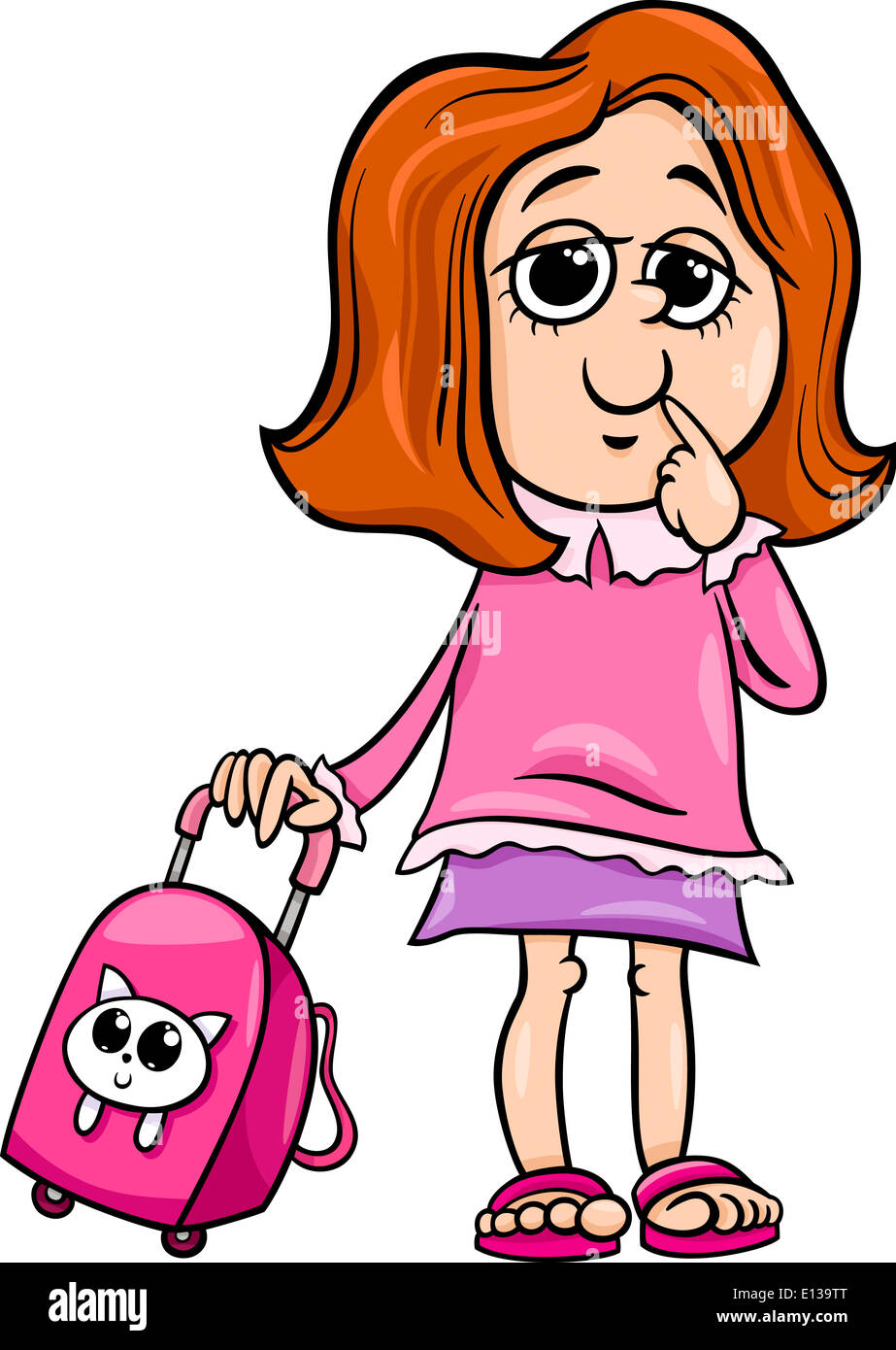 Cartoon Illustration of Primary School Student Girl with Pack Stock ...