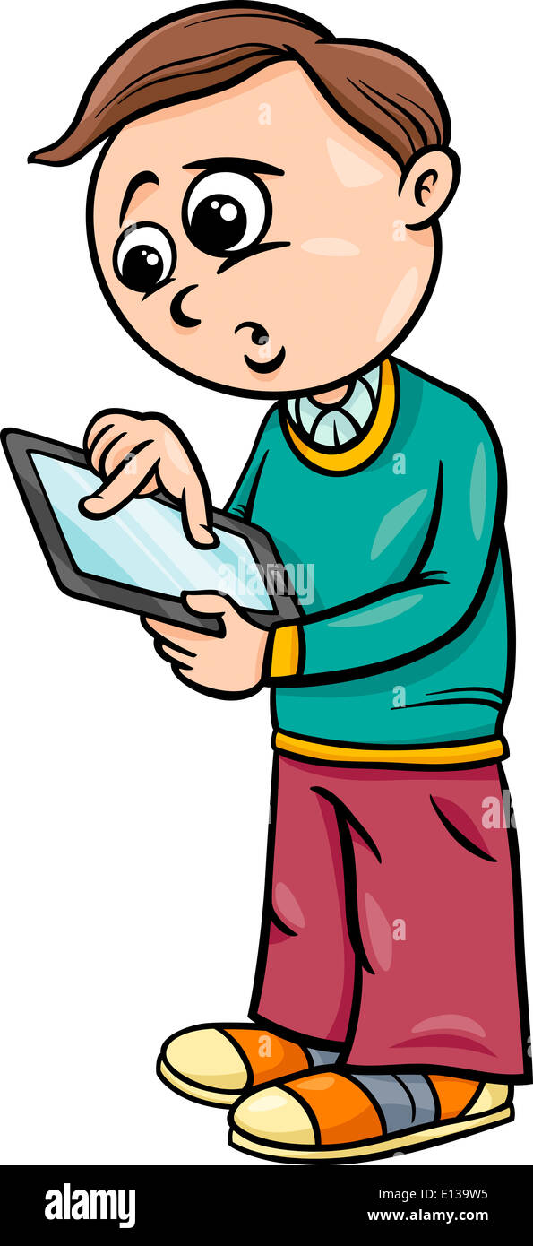 Cartoon Illustration of Elementary School Student Boy with Tablet PC ... Cartoon Illustration of Elementary School Student Boy with Tablet PC ...