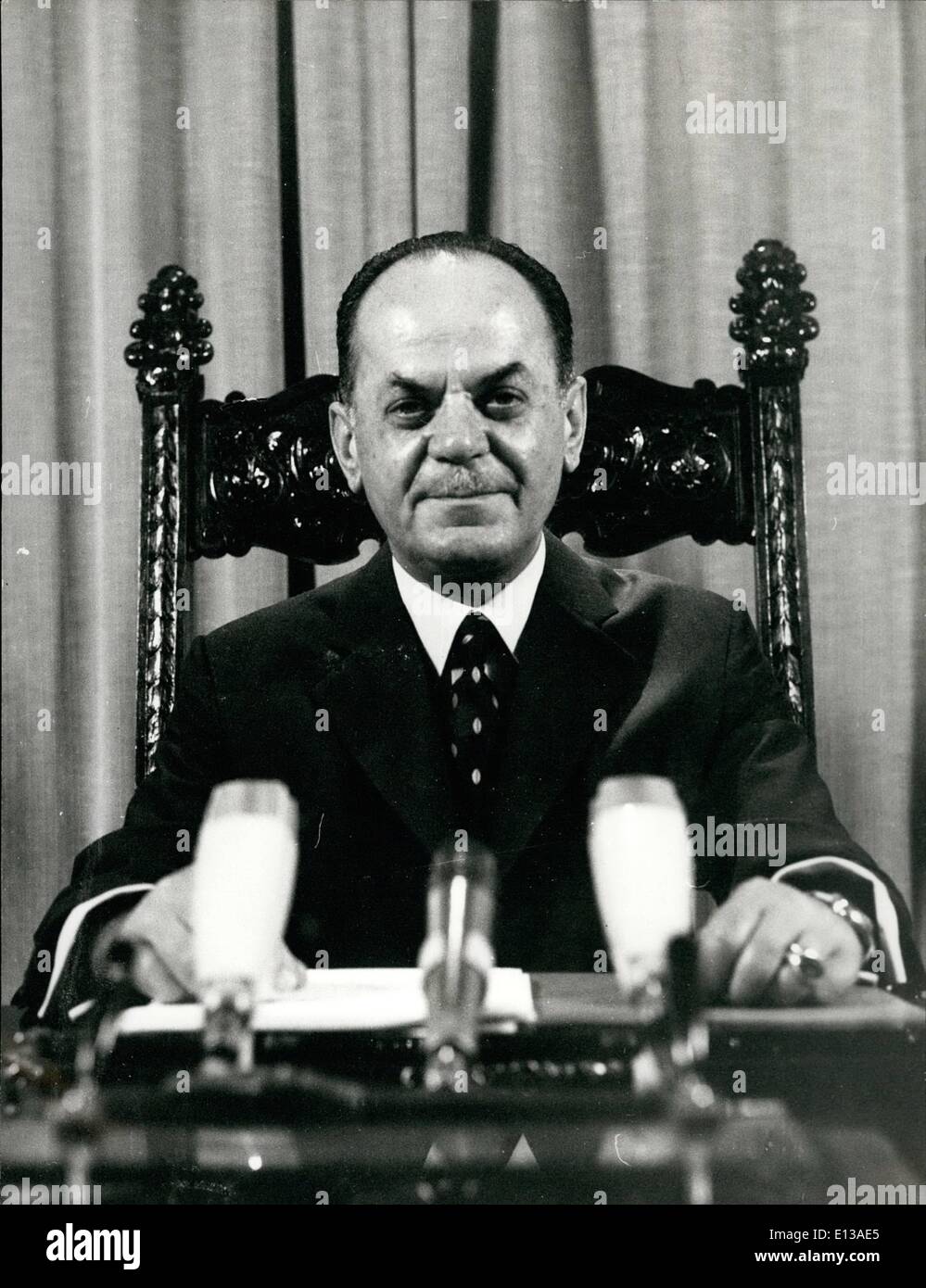 Feb. 29, 2012 - George Papadopoulos, President of Greece, July 1973 ...