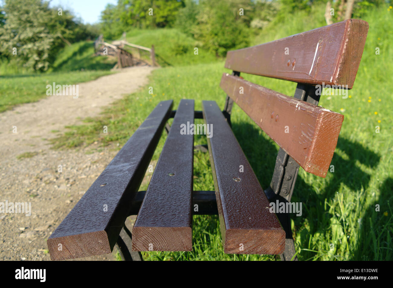morning dew on a bench Stock Photo - Alamy