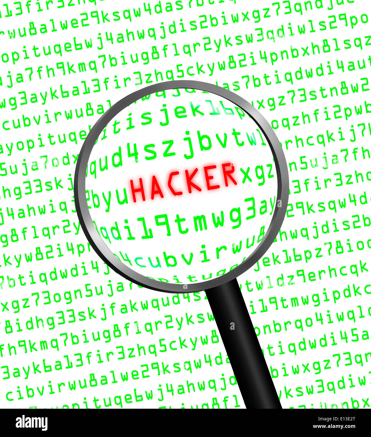 The word "HACKER" in red revealed revealed in green computer machine ...