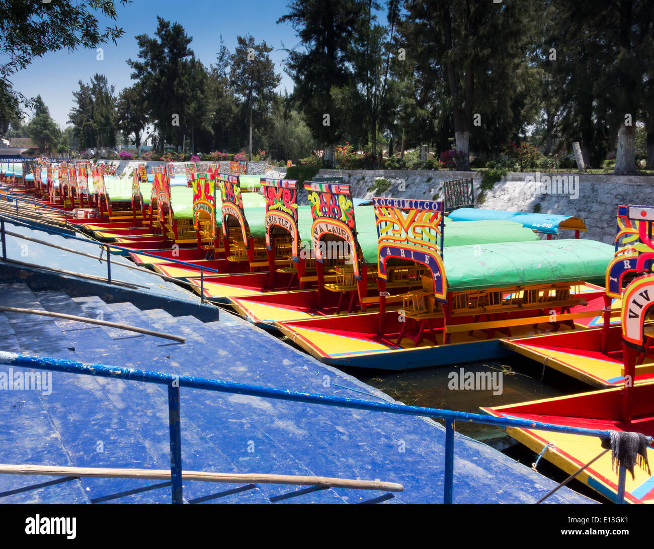 Boats in a lake, Xochimilco, Mexico City, Mexico Stock Photo - Alamy
