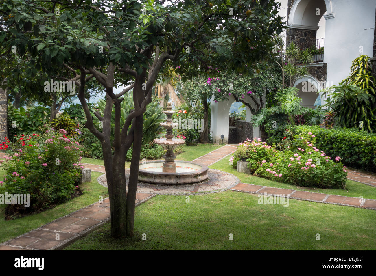 Fountain in a garden, Xochimilco, Mexico City, Mexico Stock Photo - Alamy