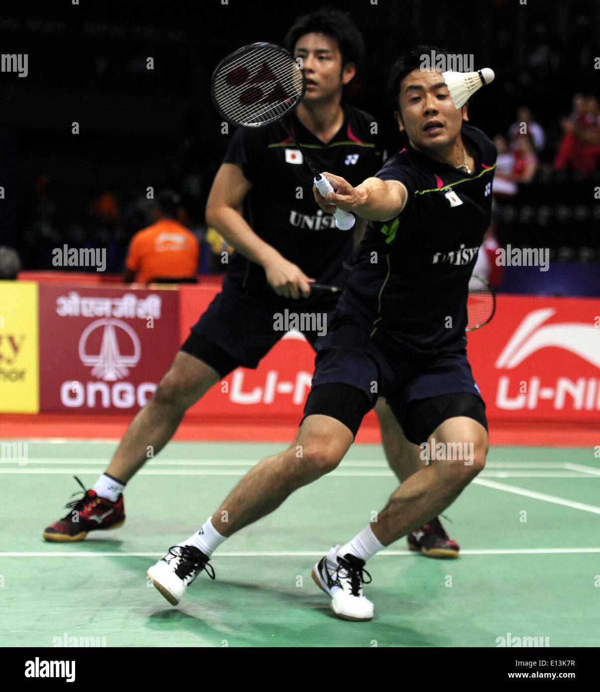 New Delhi, India. 21st May, 2014. Kenichi Hayakawa (R) and Hiroyuki ...