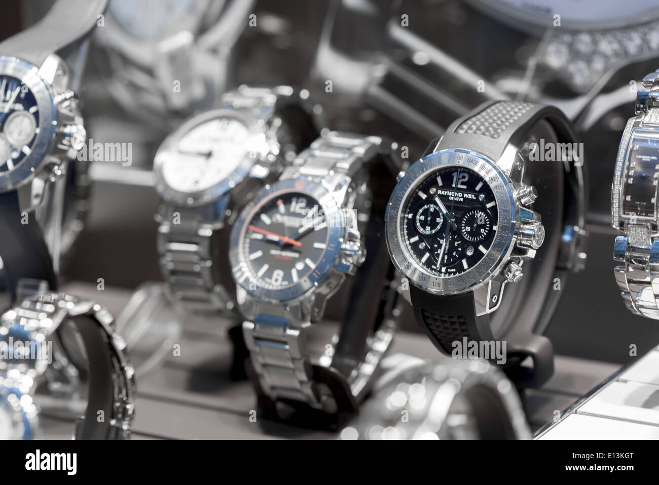 Assorted wristwatches in a store Stock Photo - Alamy