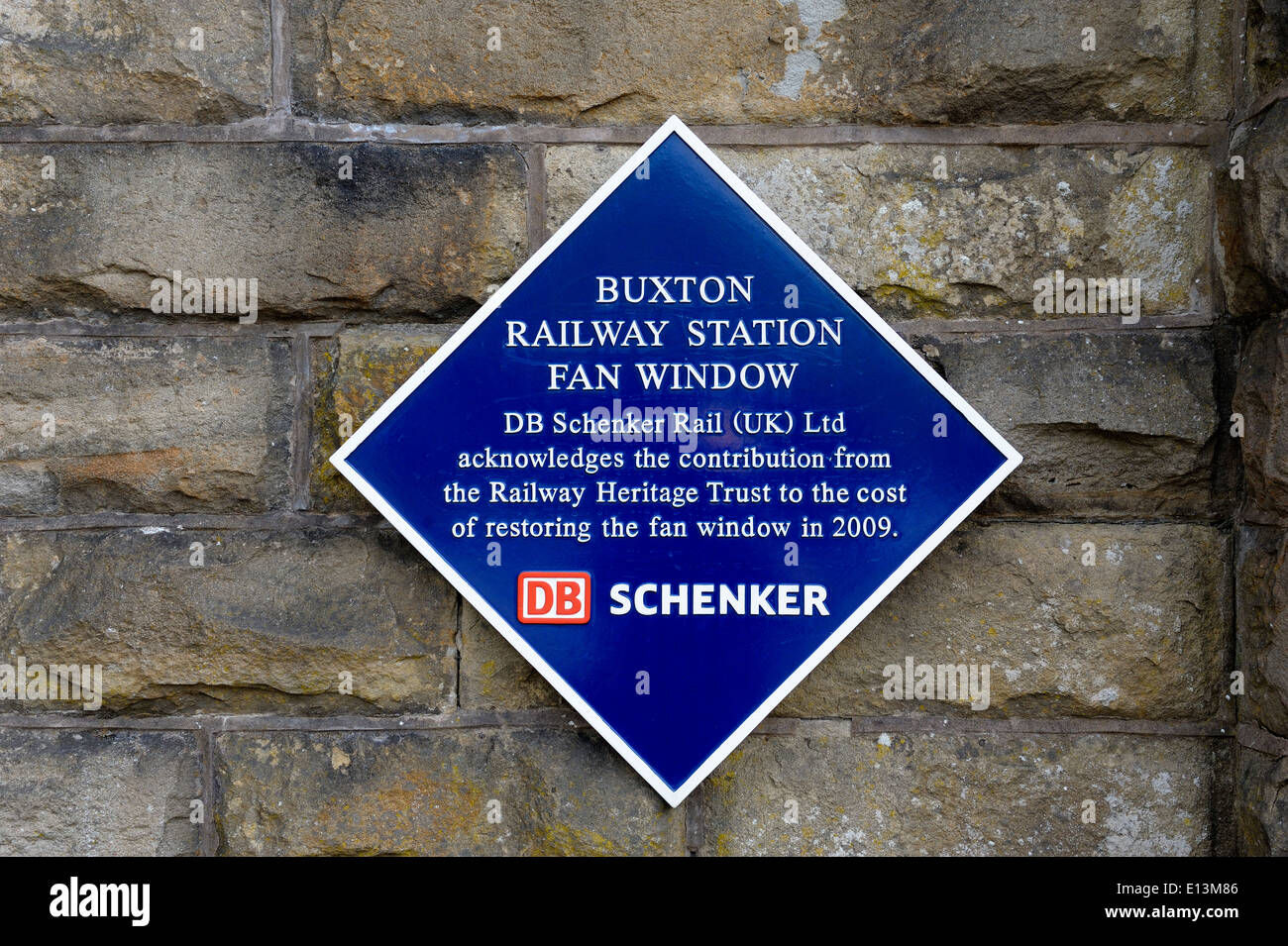 Buxton railway station fan window sign Derbyshire England UK Stock ...