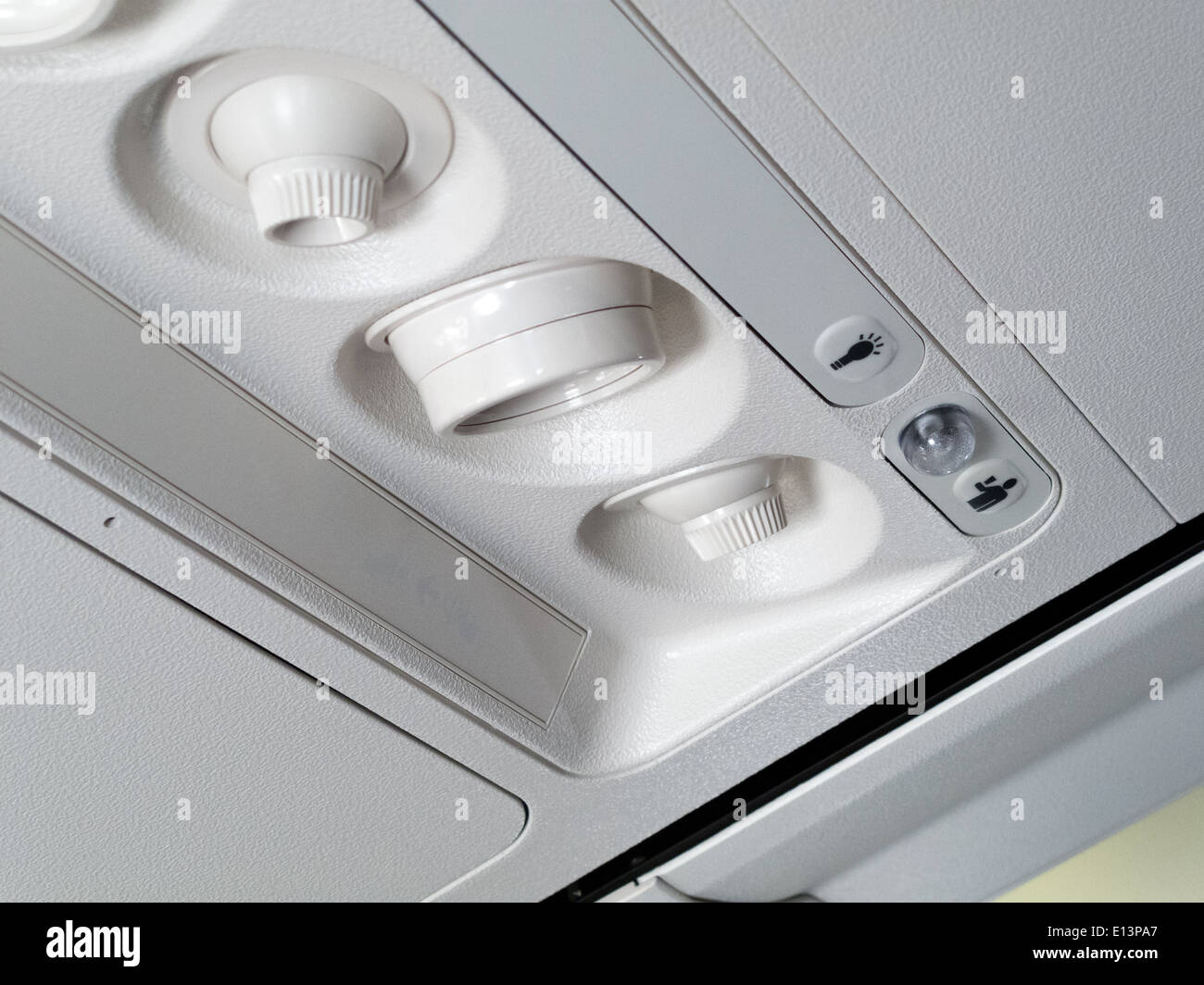 Air conditioners and lamp in an airplane Stock Photo - Alamy