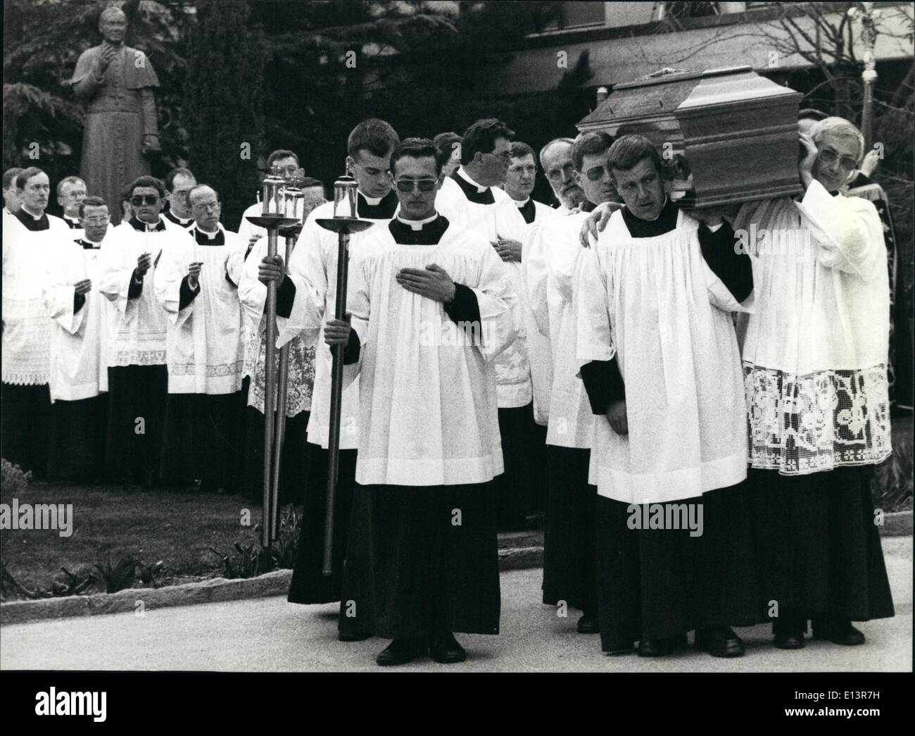 Mar. 27, 2012 - Funeral of Archbishop Lefebvre. The coffin of ...