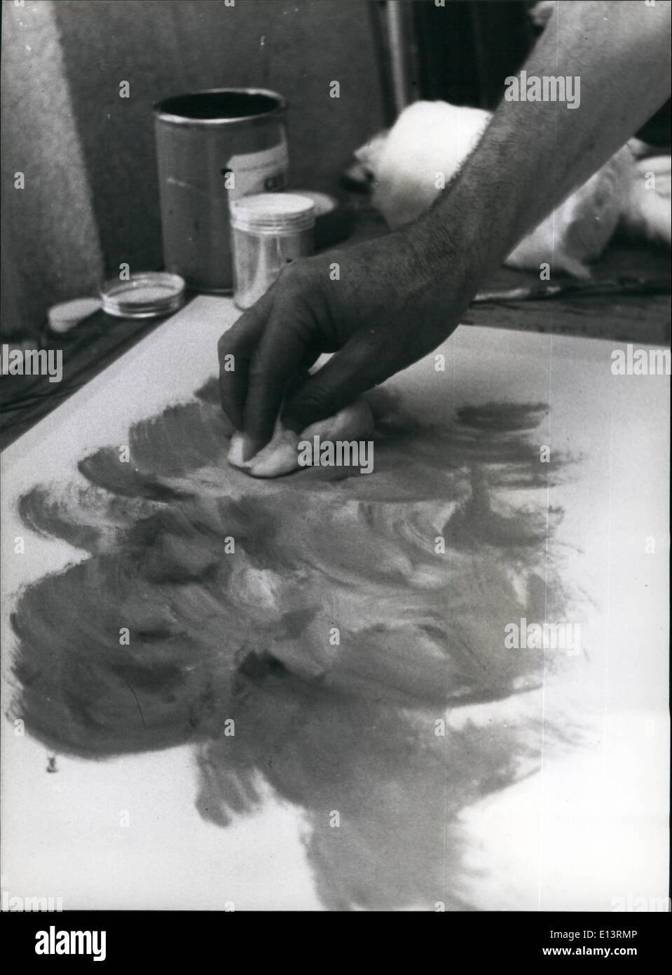 Mar. 27, 2012 - Water Colour Effect: Mr. Mann smoothens the cellulose ...