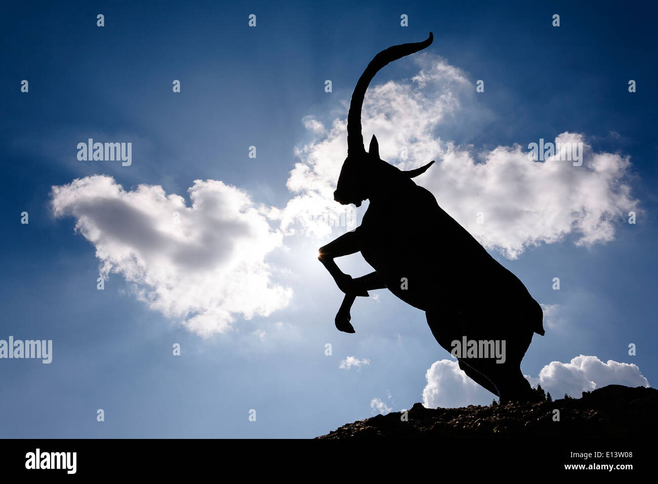 Monument to cabra hispanica, the spanish mountain goat. Gredos National ...
