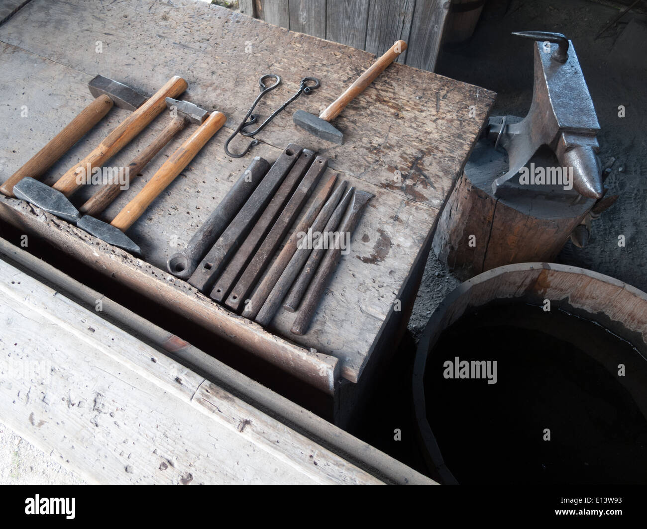 Work tools in the workshop of a blacksmith Stock Photo - Alamy
