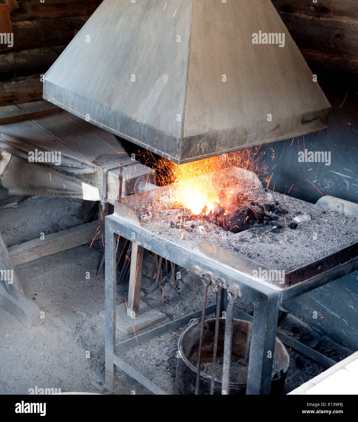 Forge in the workshop of a blacksmith Stock Photo - Alamy