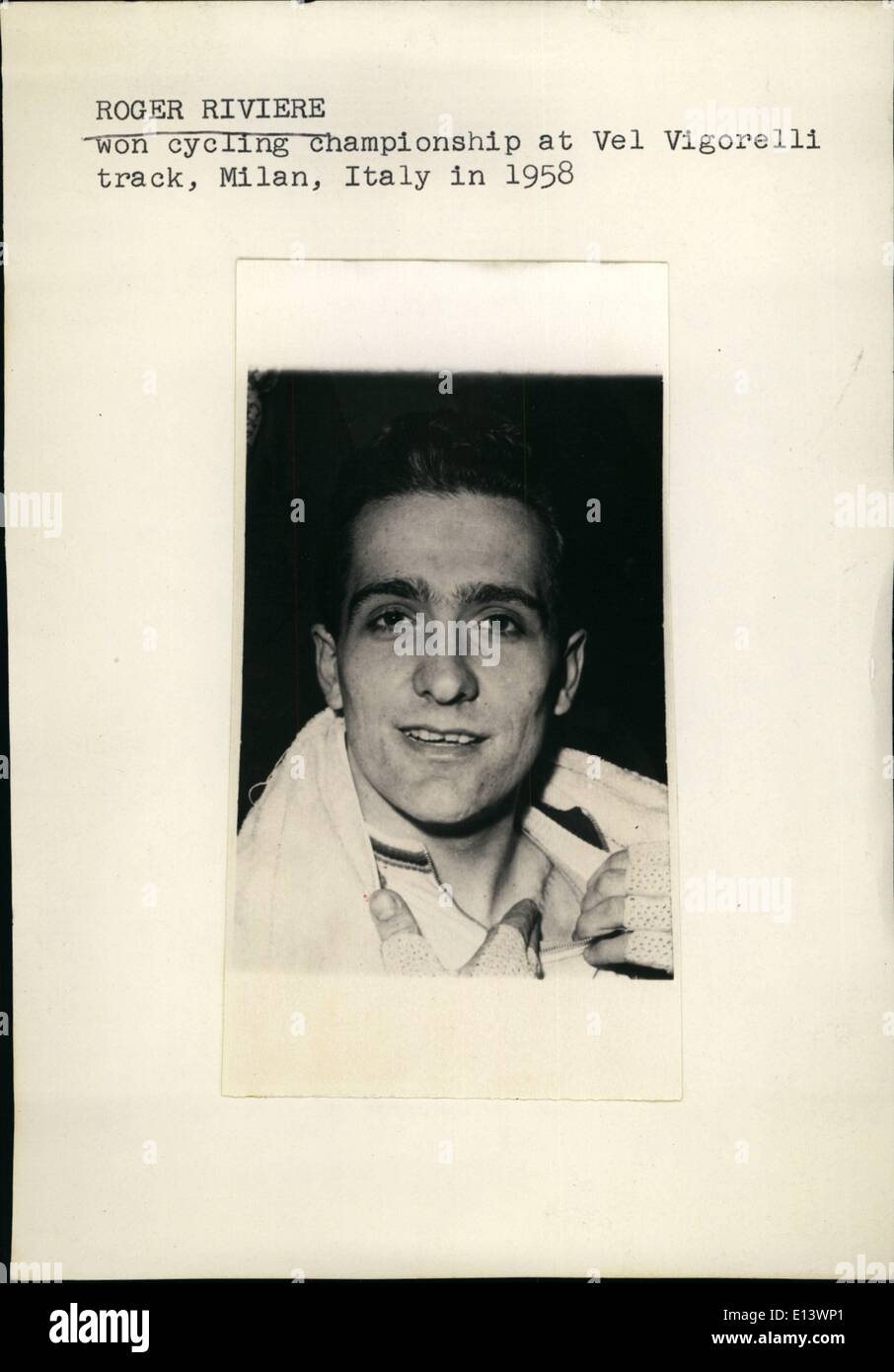 Mar. 27, 2012 - Roger Riviere won cycling championship at Vel Vigorelli ...