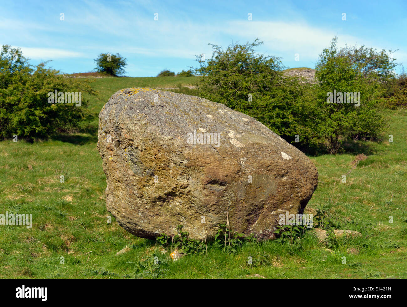 Perched, glacial erratic granite boulder on limestone plateau. Scout ...