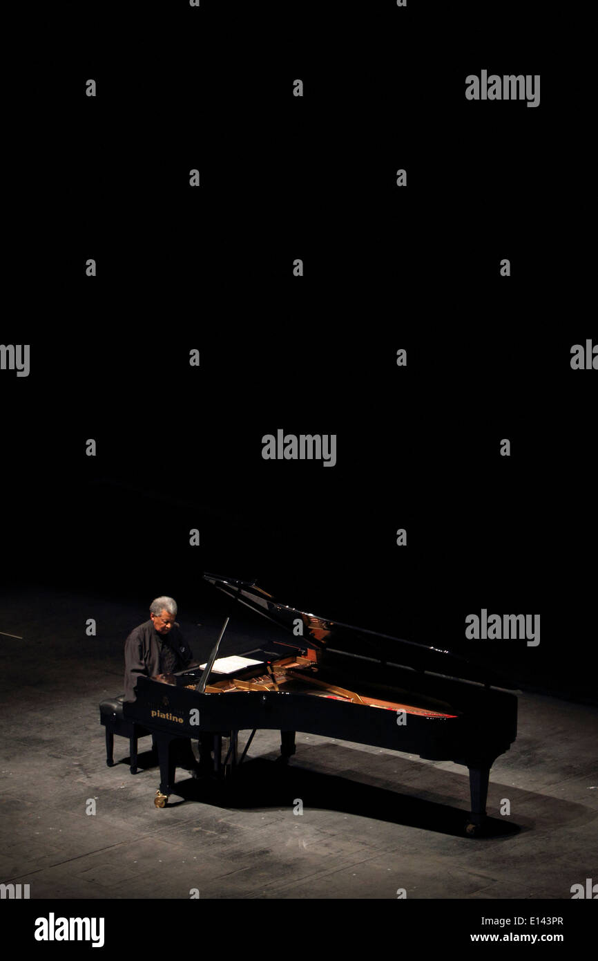 South African pianist Abdullah Ibrahim (Born in 1934) on stage with his ...
