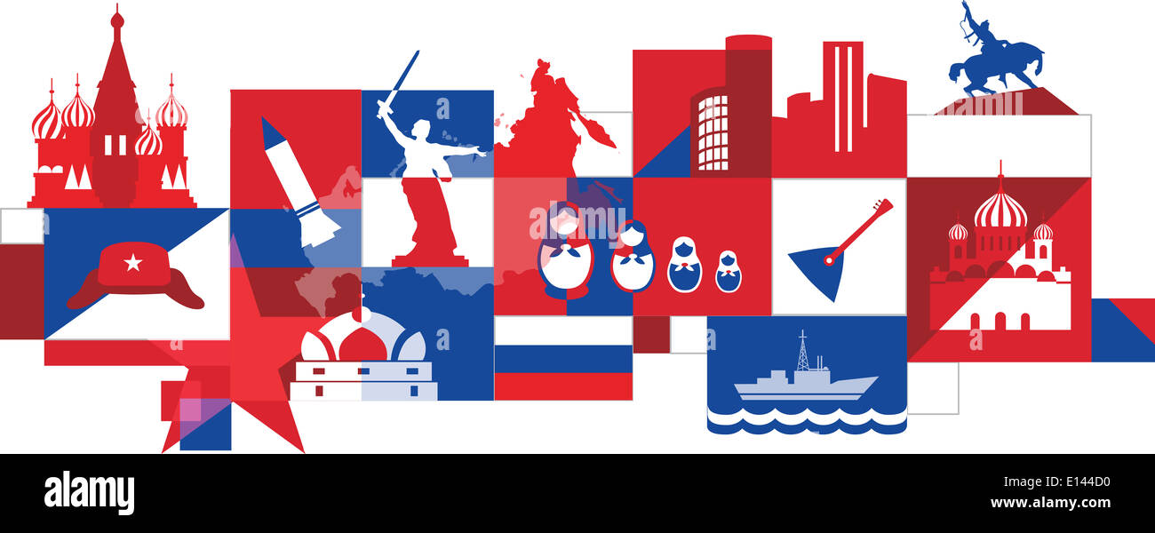 Illustrative collage of Russia over white background Stock Photo - Alamy