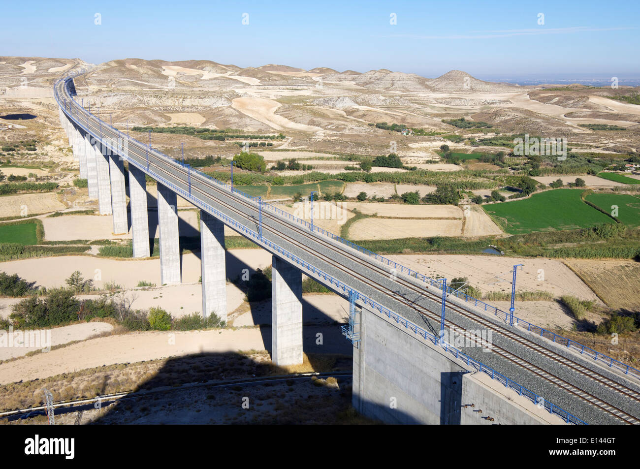 modern view of a concrete viaduct of high speed trains, Roden ...
