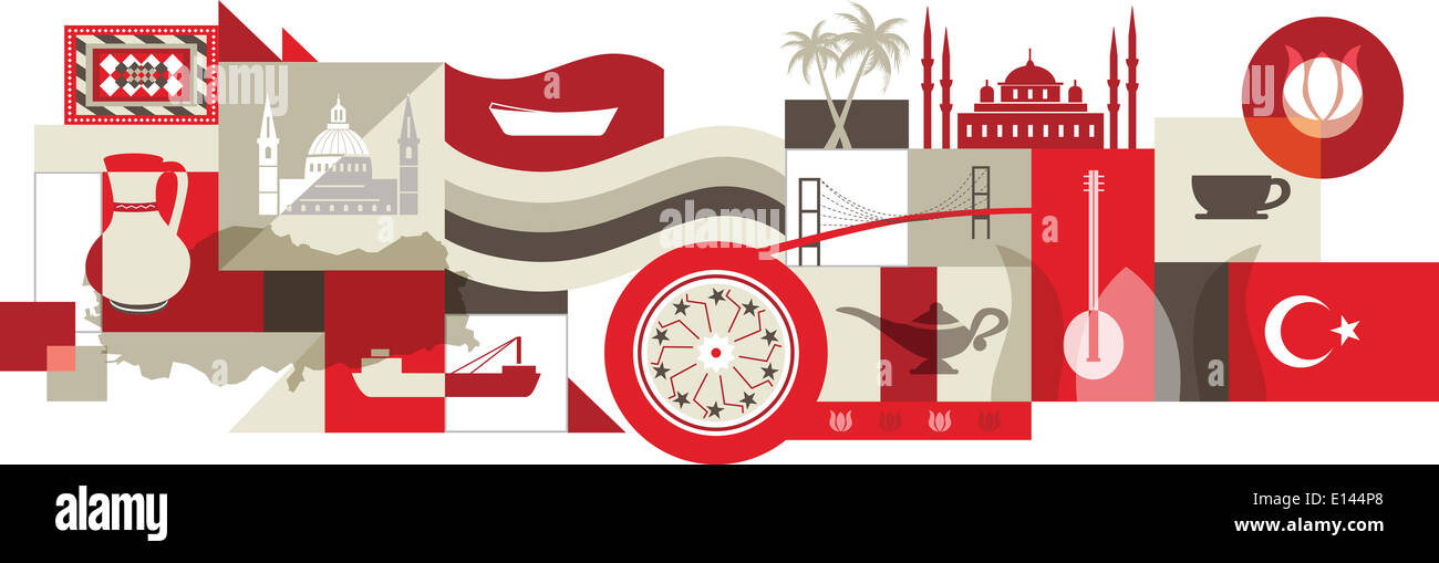 Illustrative collage of Turkey over white background Stock Photo - Alamy