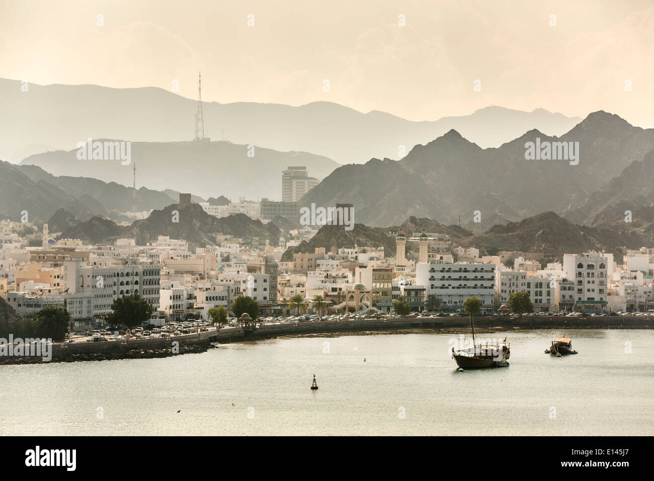 Oman, Muscat, Harbor Mina As Sultan Qaboos. Background marina and ...