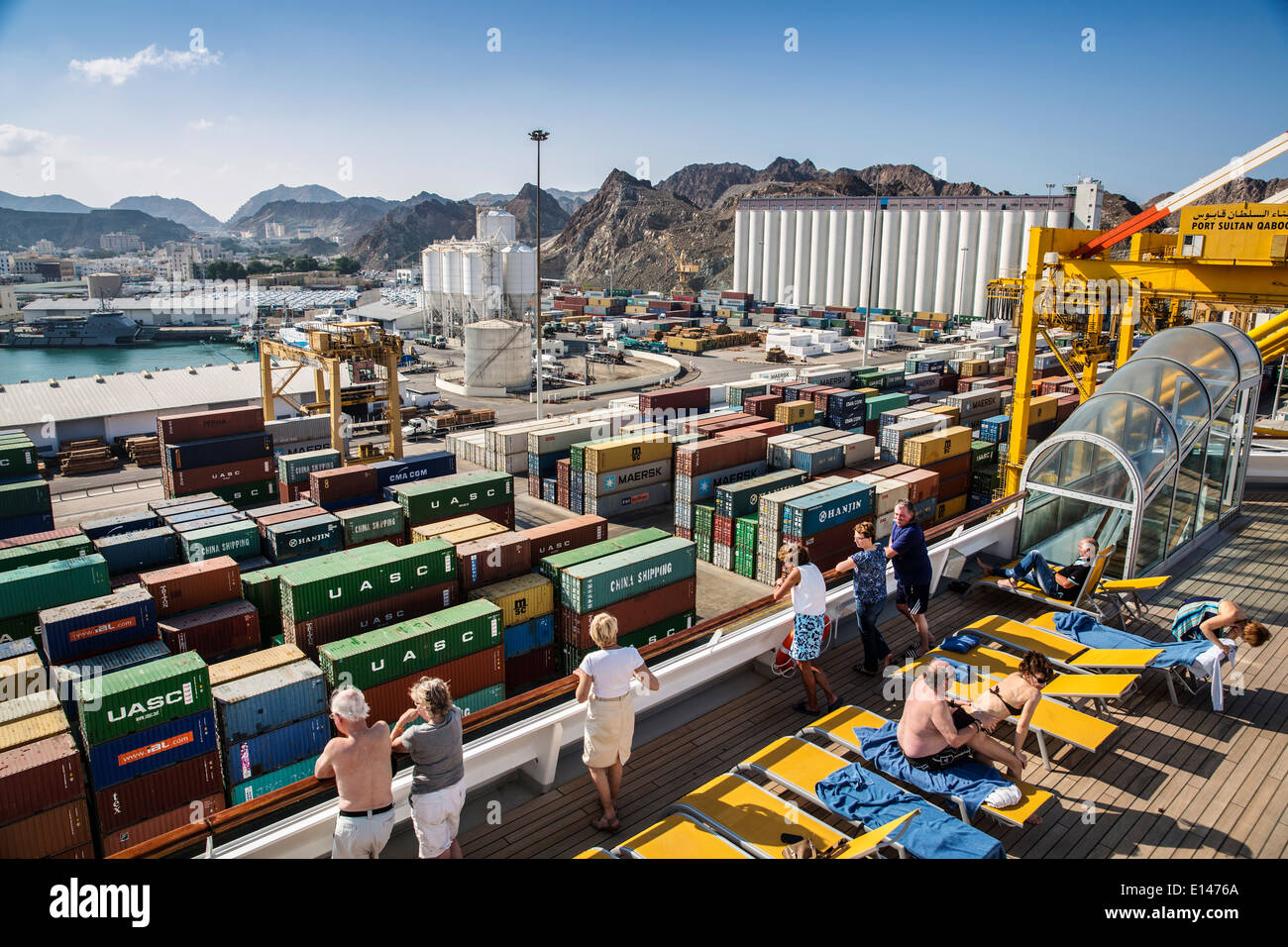 Oman, Muscat, Harbor Mina As Sultan Qaboos. Port of containers. View ...