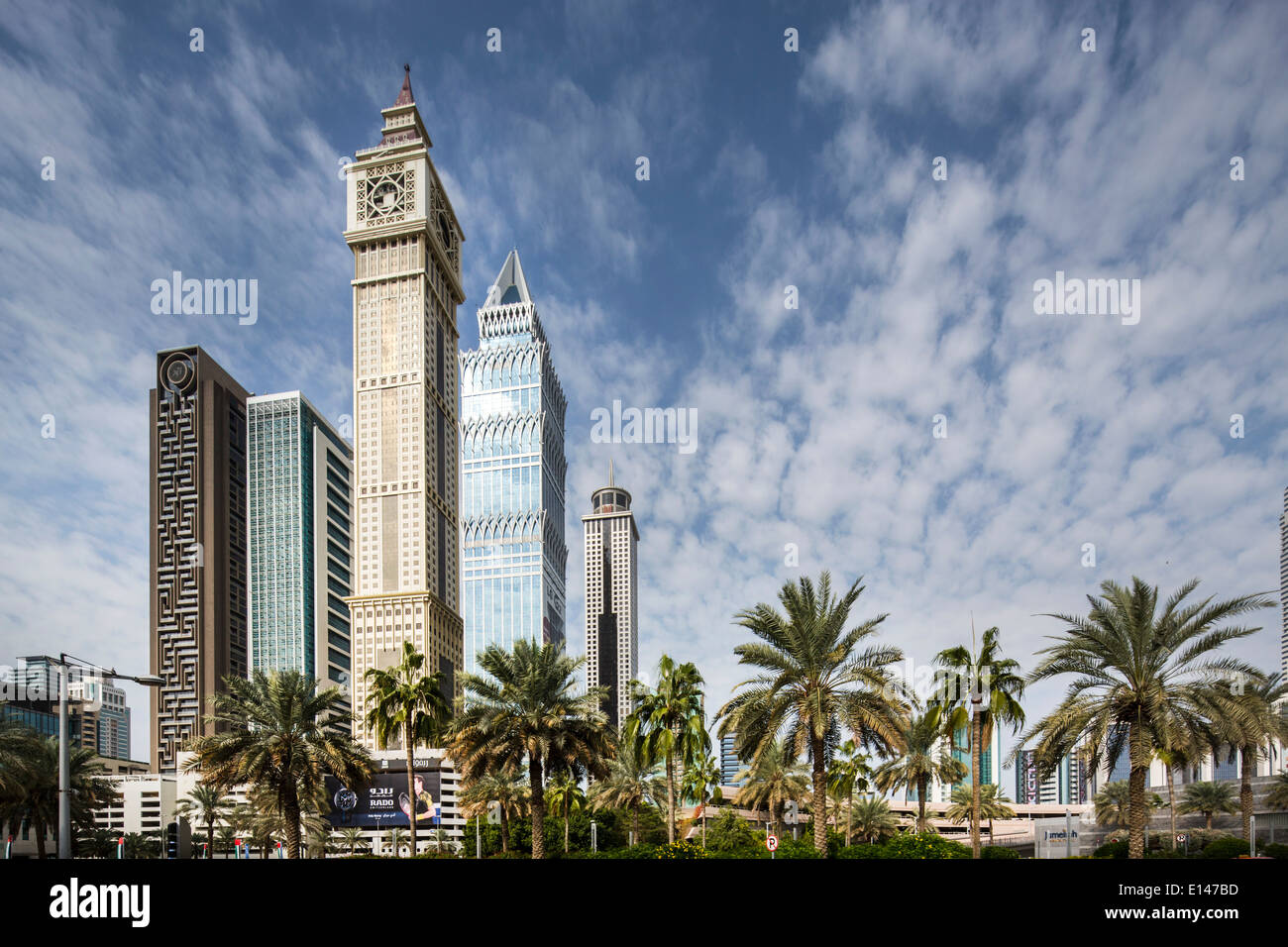 United Arab Emirates, Dubai, Highrise buildings near Sheikh Zayed Road ...