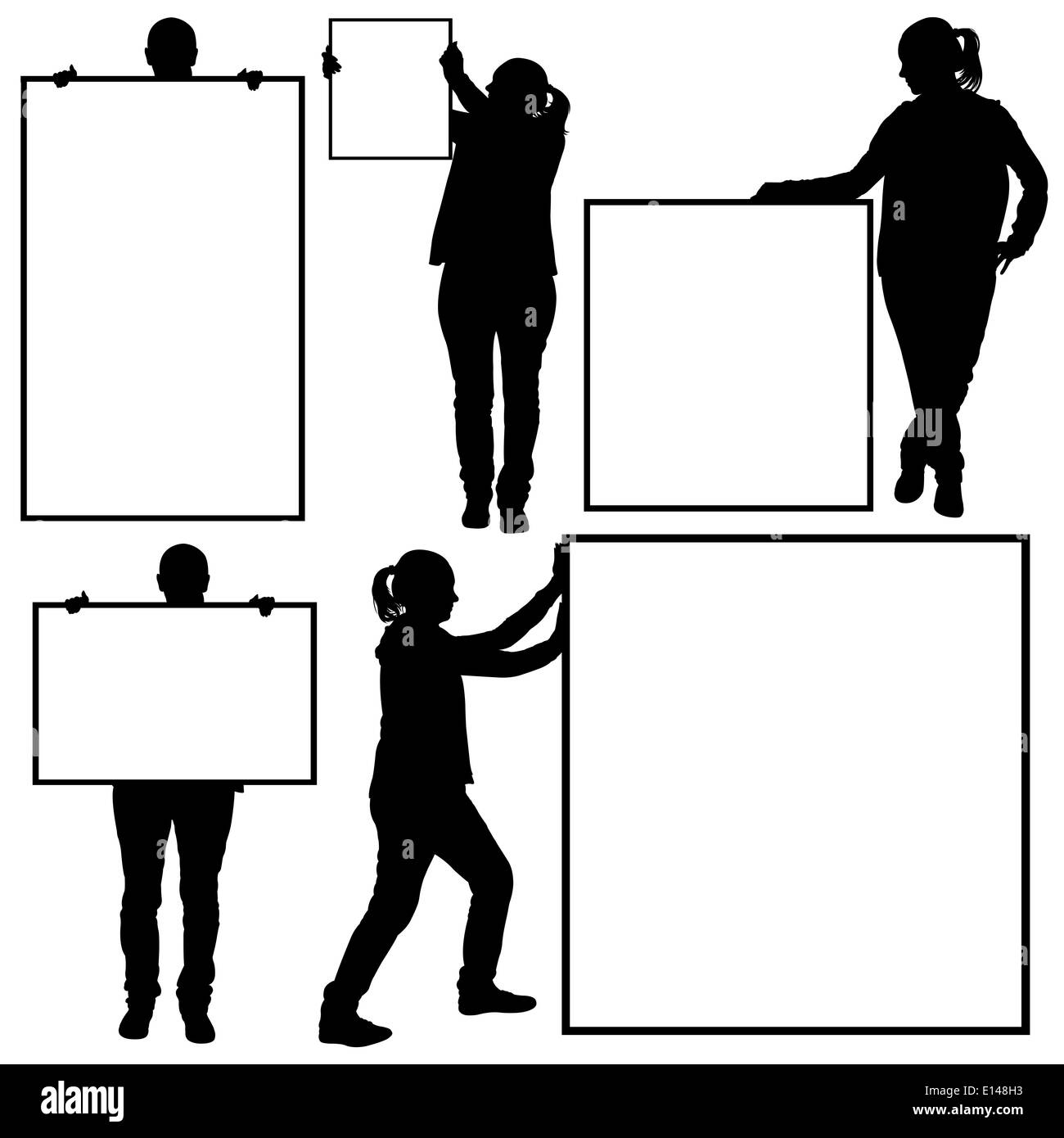 Holding sign placard Black and White Stock Photos & Images - Alamy