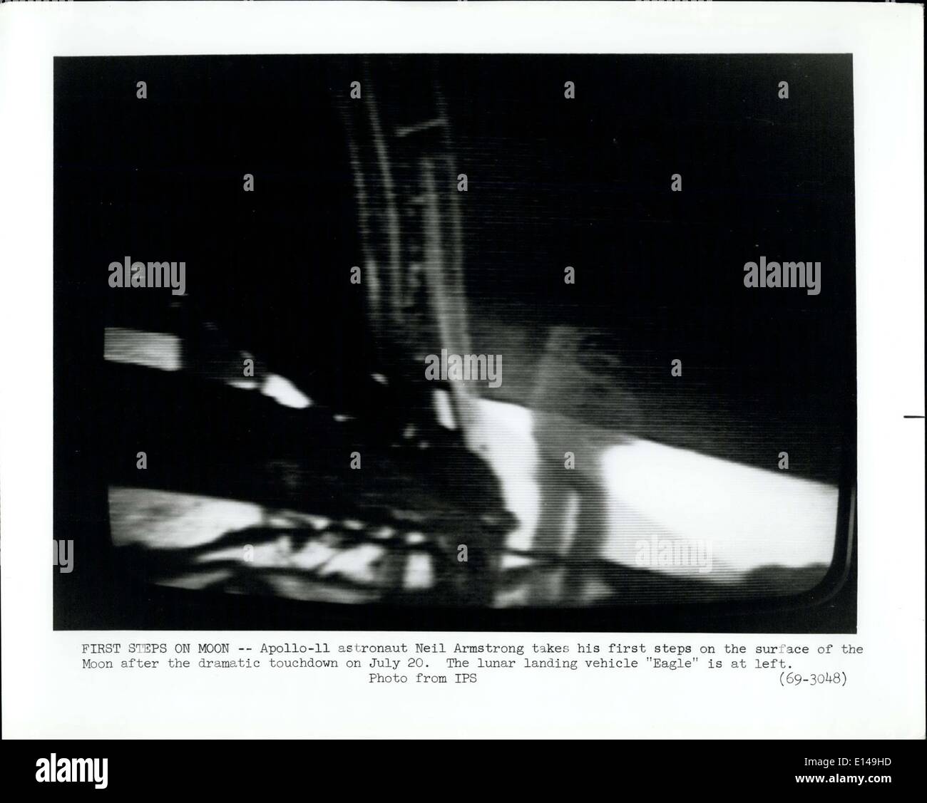 First steps of astronaut neil armstrong on moon surface hi-res stock ...