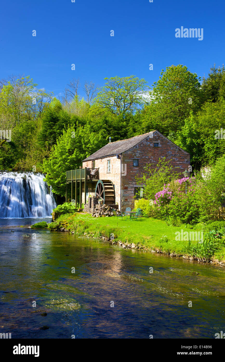 Old Mill with Waterwheel and Waterfall. Rutter Force, Appleby, Eden ...