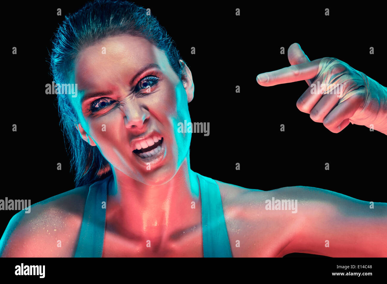 Caucasian woman shouting Stock Photo - Alamy