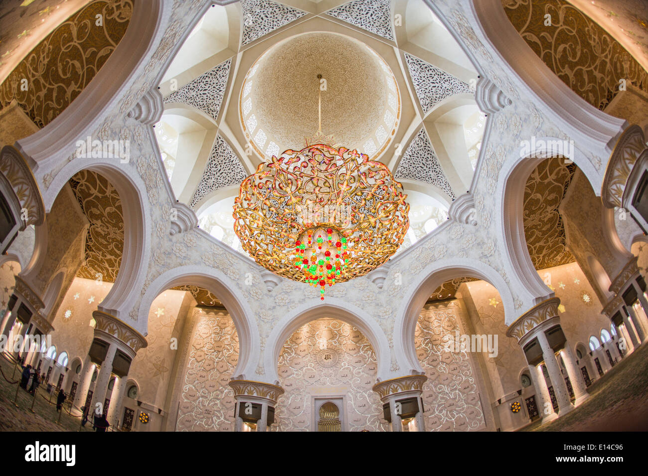 United Arab Emirates, Abu Dhabi, Sheikh Zayed Grand Mosque. Interior ...