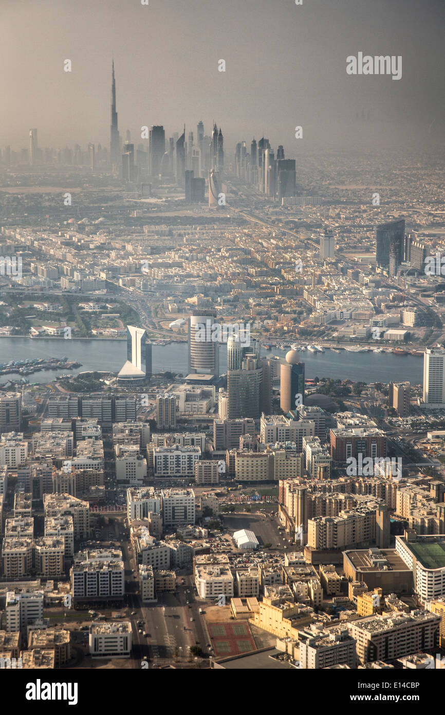 United Arab Emirates, Dubai, Old city center. Background financial ...