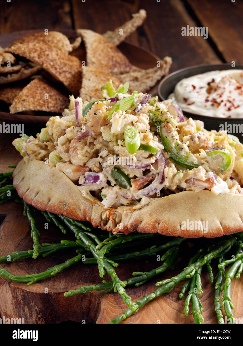 Spicy crab chilli mayo with French toast Stock Photo - Alamy