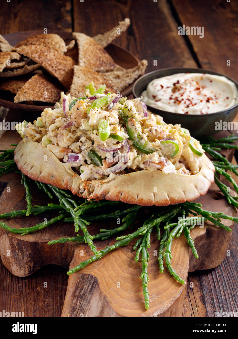 Spicy crab chilli mayo with French toast Stock Photo - Alamy