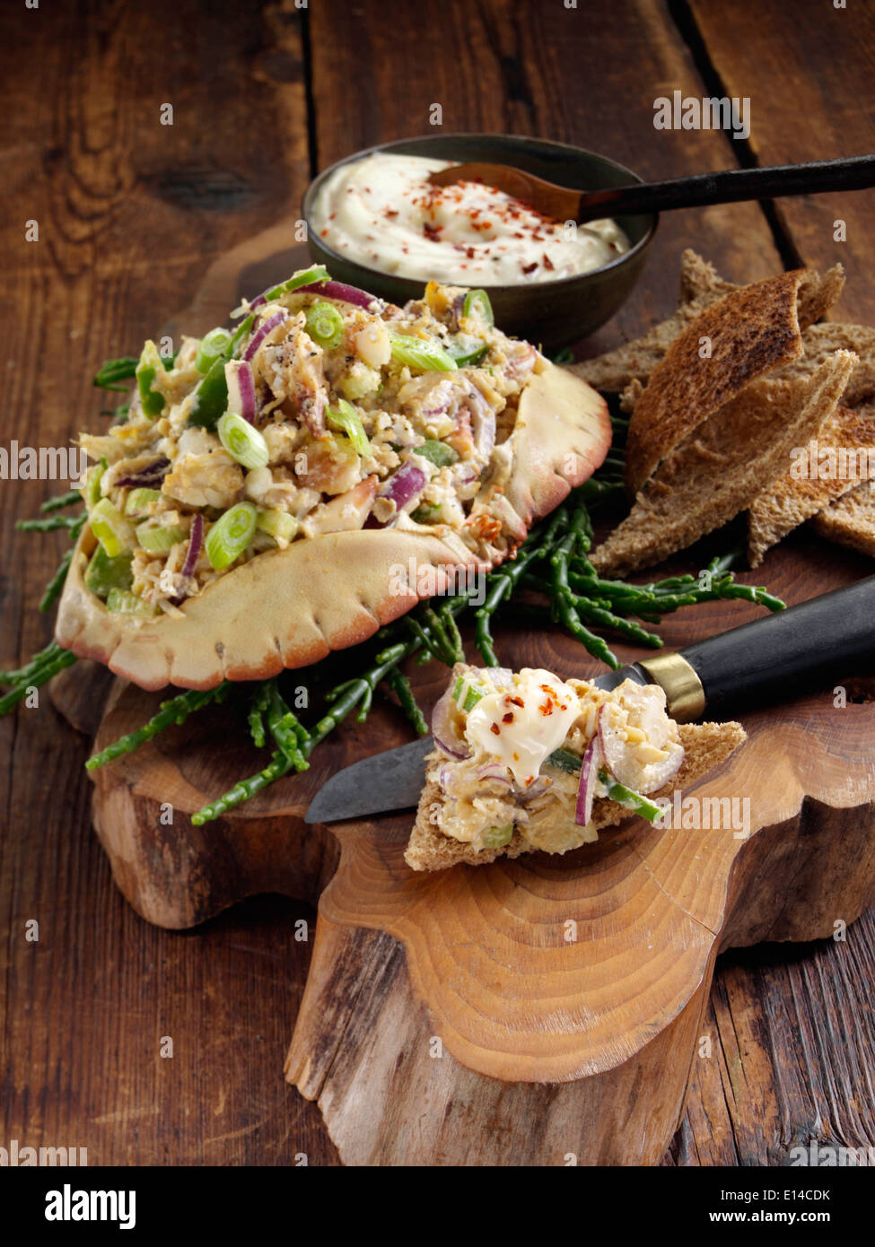 Spicy crab chilli mayo with French toast Stock Photo - Alamy