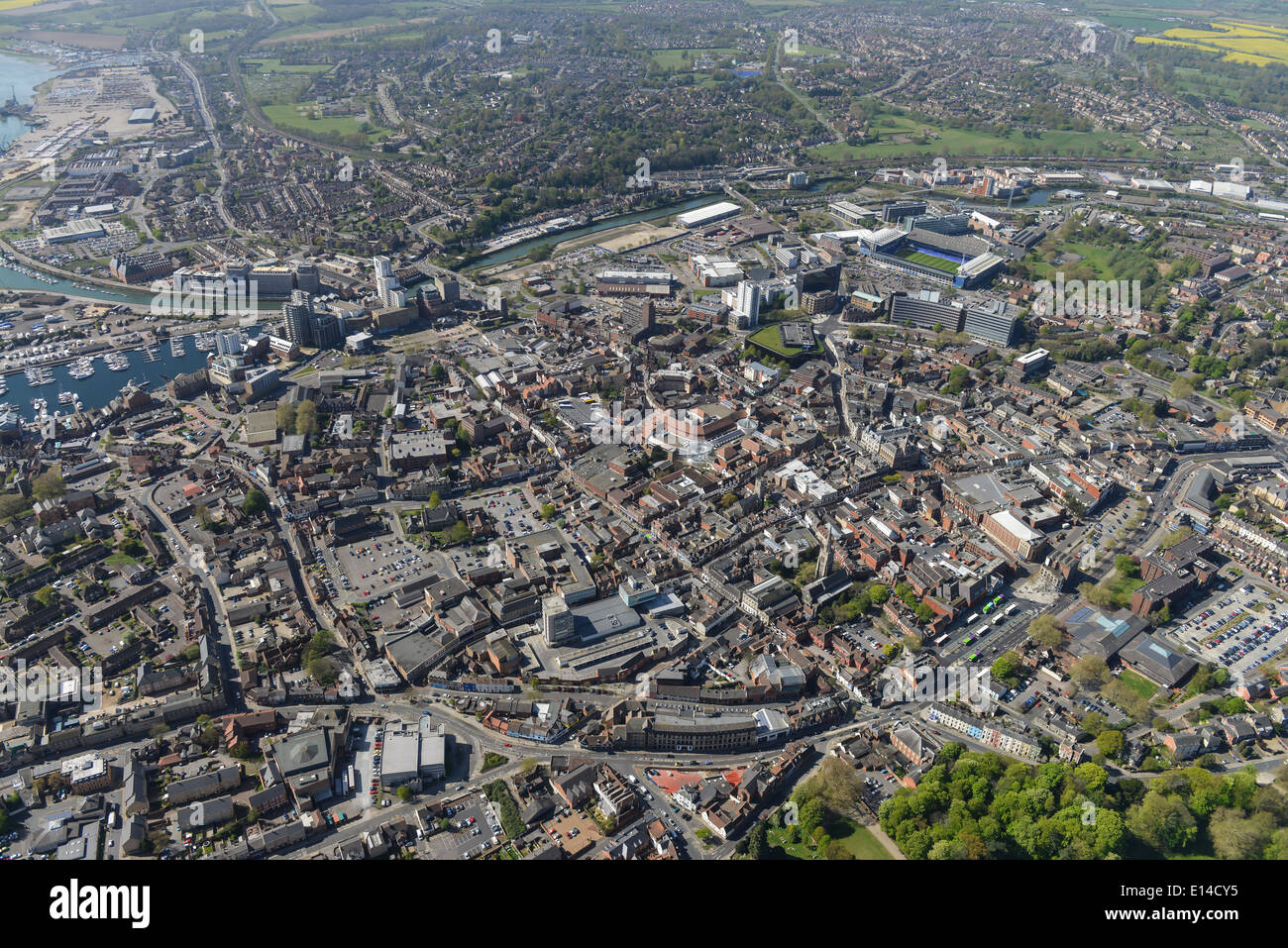 An aerial view of Ipswich town centre, Suffolk UK Stock Photo - Alamy