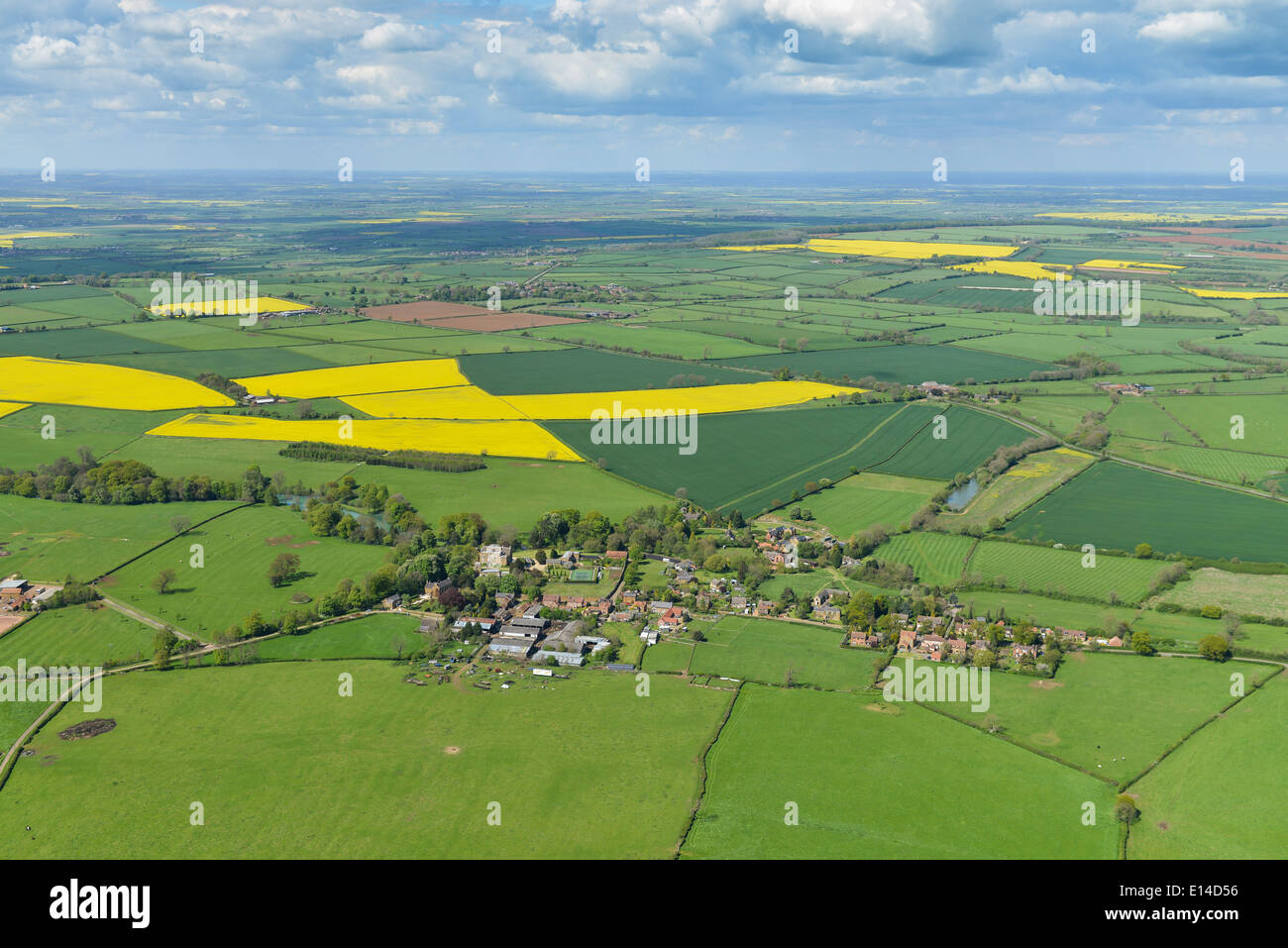 An aerial view of the village of Goadby Marwood in Leicestershire UK ...