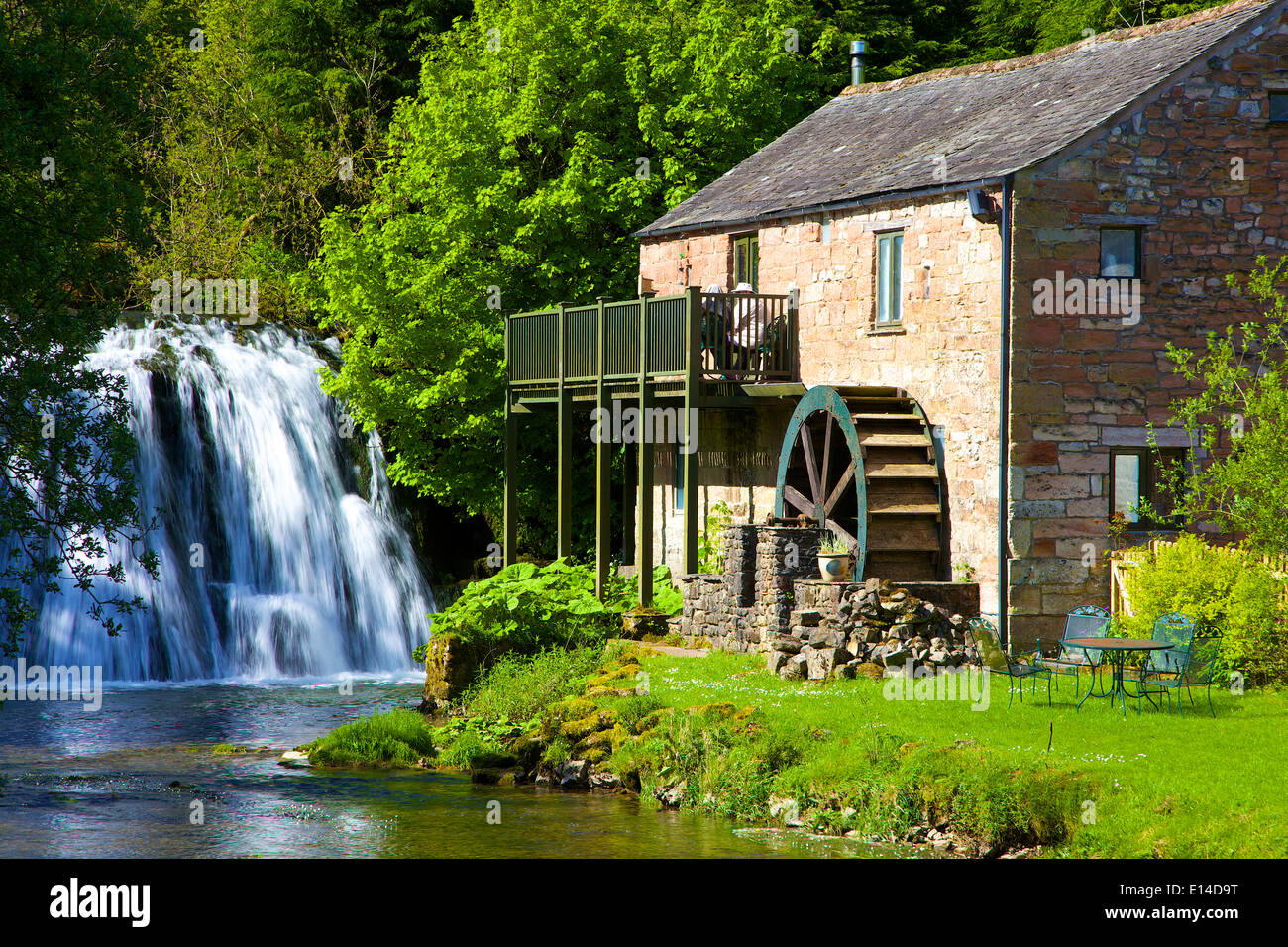 Old Mill with Waterwheel and Waterfall. Rutter Force, Appleby, Eden ...