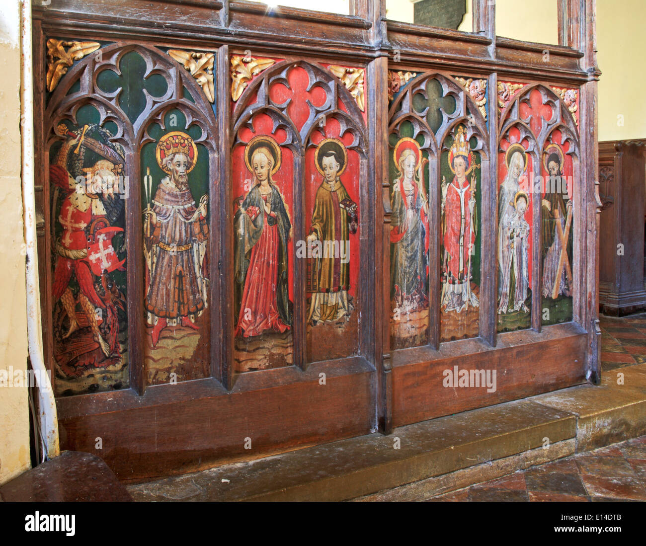 A view of the north section of the rood screen in the church of St Mary ...