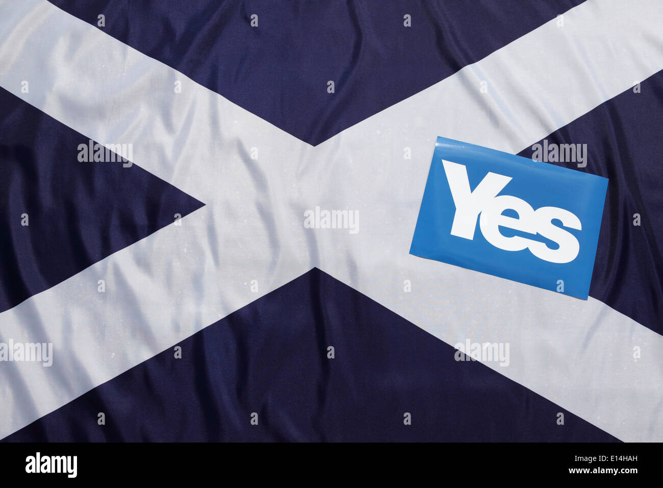 A Scottish Saltire flag with a yes sign Stock Photo - Alamy
