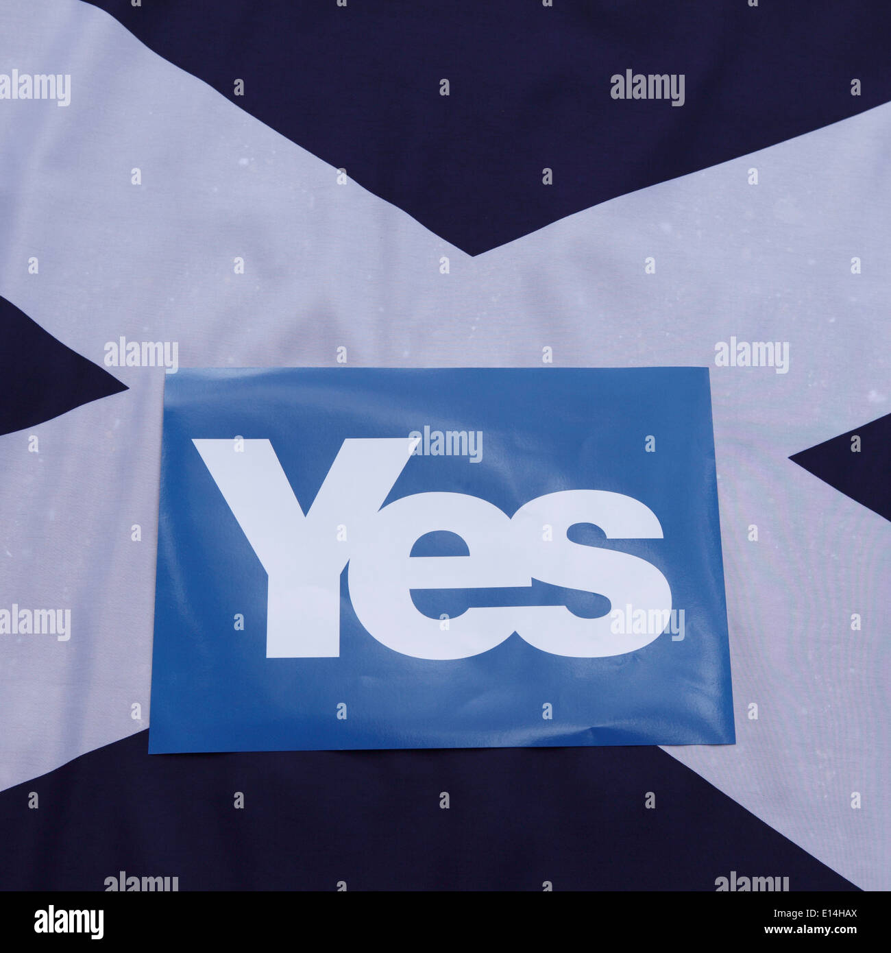 A Scottish Saltire flag with a yes sign Stock Photo - Alamy