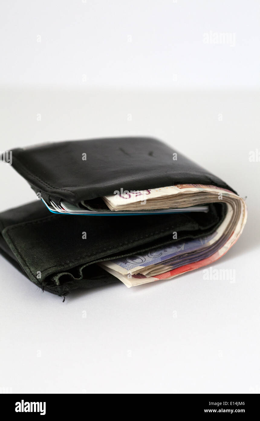 Cash in Wallet with Cards - UK Stock Photo - Alamy