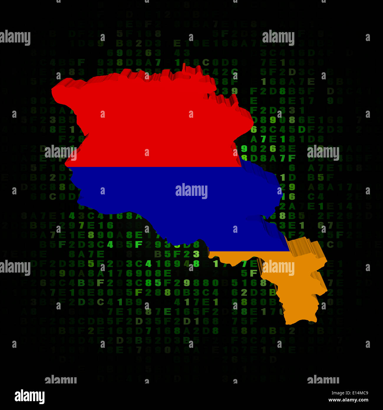 Armenia map flag on hex code illustration Stock Photo - Alamy