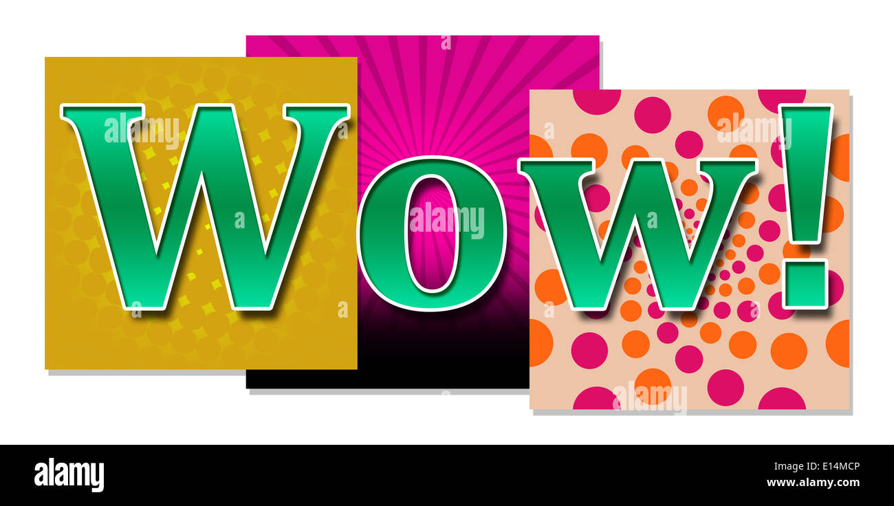 Wow in Colourful Background Stock Photo - Alamy