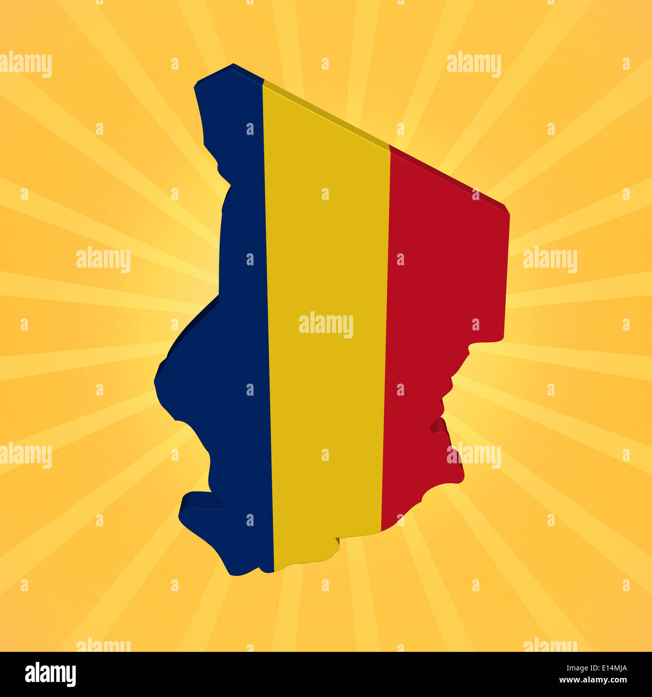 Chad map flag on sunburst illustration Stock Photo - Alamy
