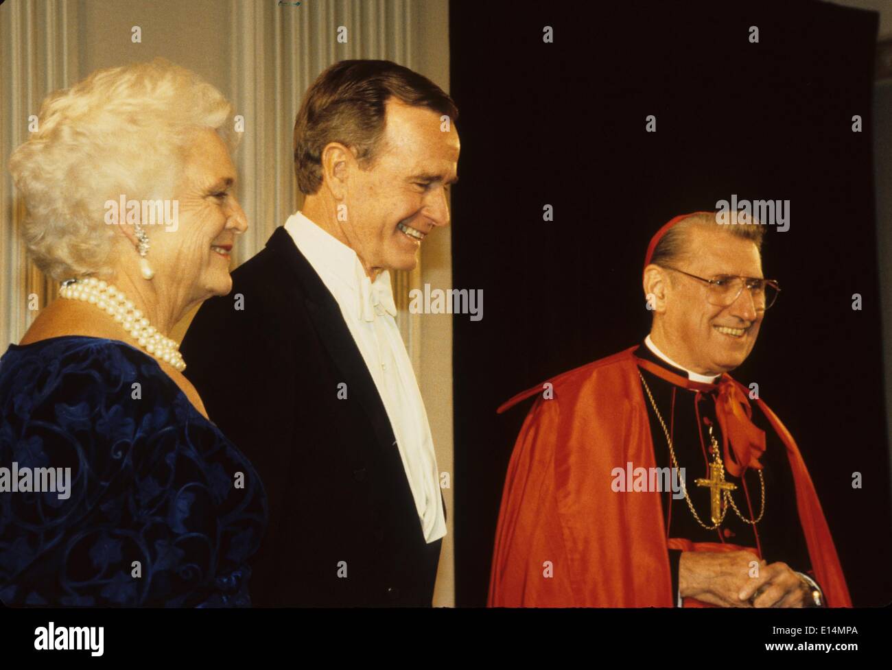 GEORGE H.W. BUSH with wife Barbara Bush and Cardinal John O'Connor ...